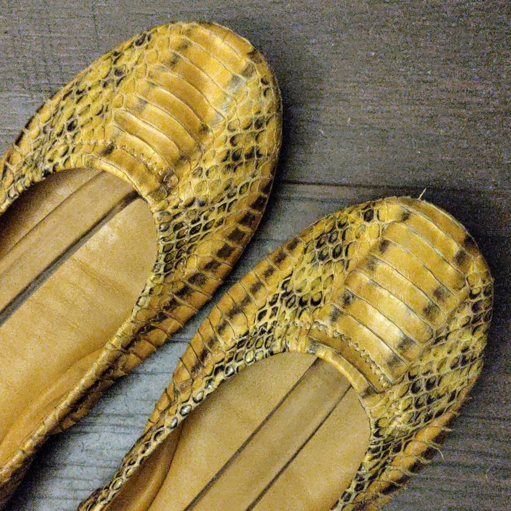 Tory Burch Rare Yellow "Eddie Snake" Embossed Ballet … - Gem